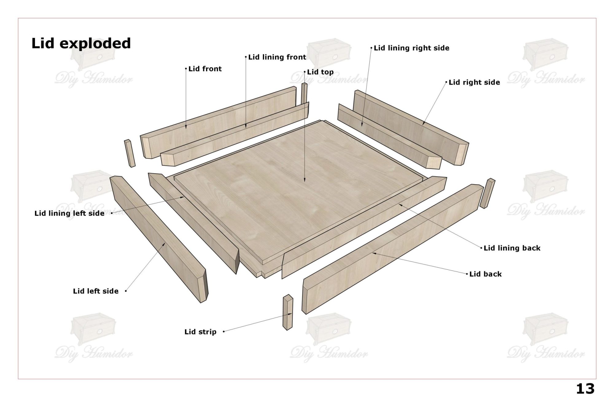 Wood cigar box with side strips plan, Desktop Humidor Plan PDF, Professional Woodworking Humidor ...